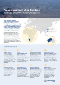 Deep Yellow Limited – Becoming a tier-one, low-cost uranium producer